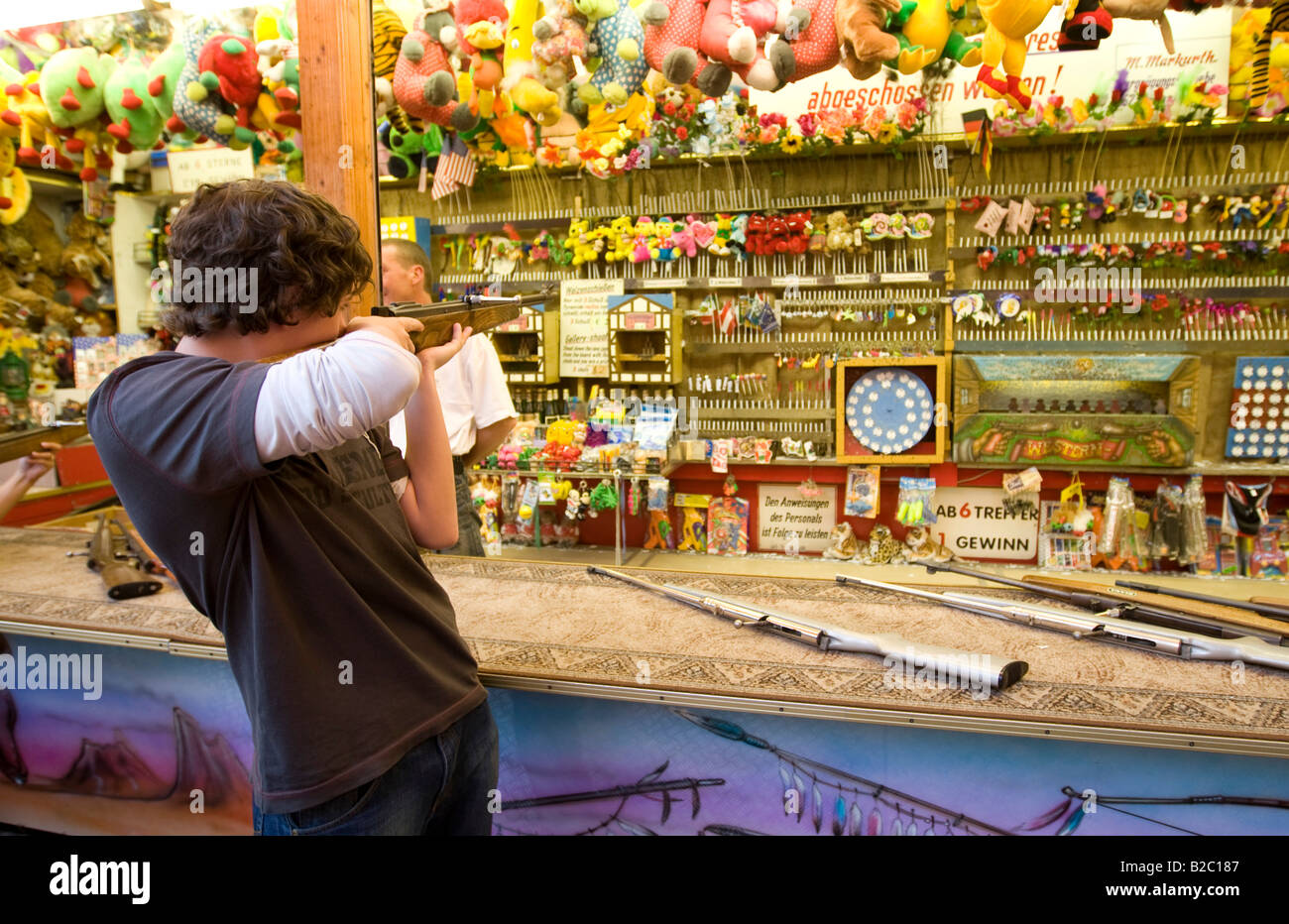 Boy, approx. 16 years old, at a Shooting Gallery at the traditional ...