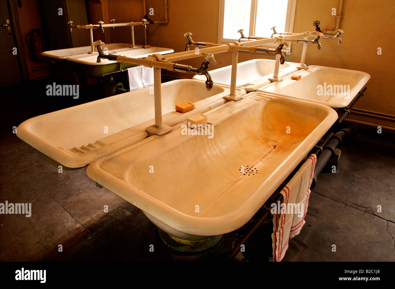 Factory washroom, 1959, Industrial Museum, Lauf an der Pegnitz, Middle ...