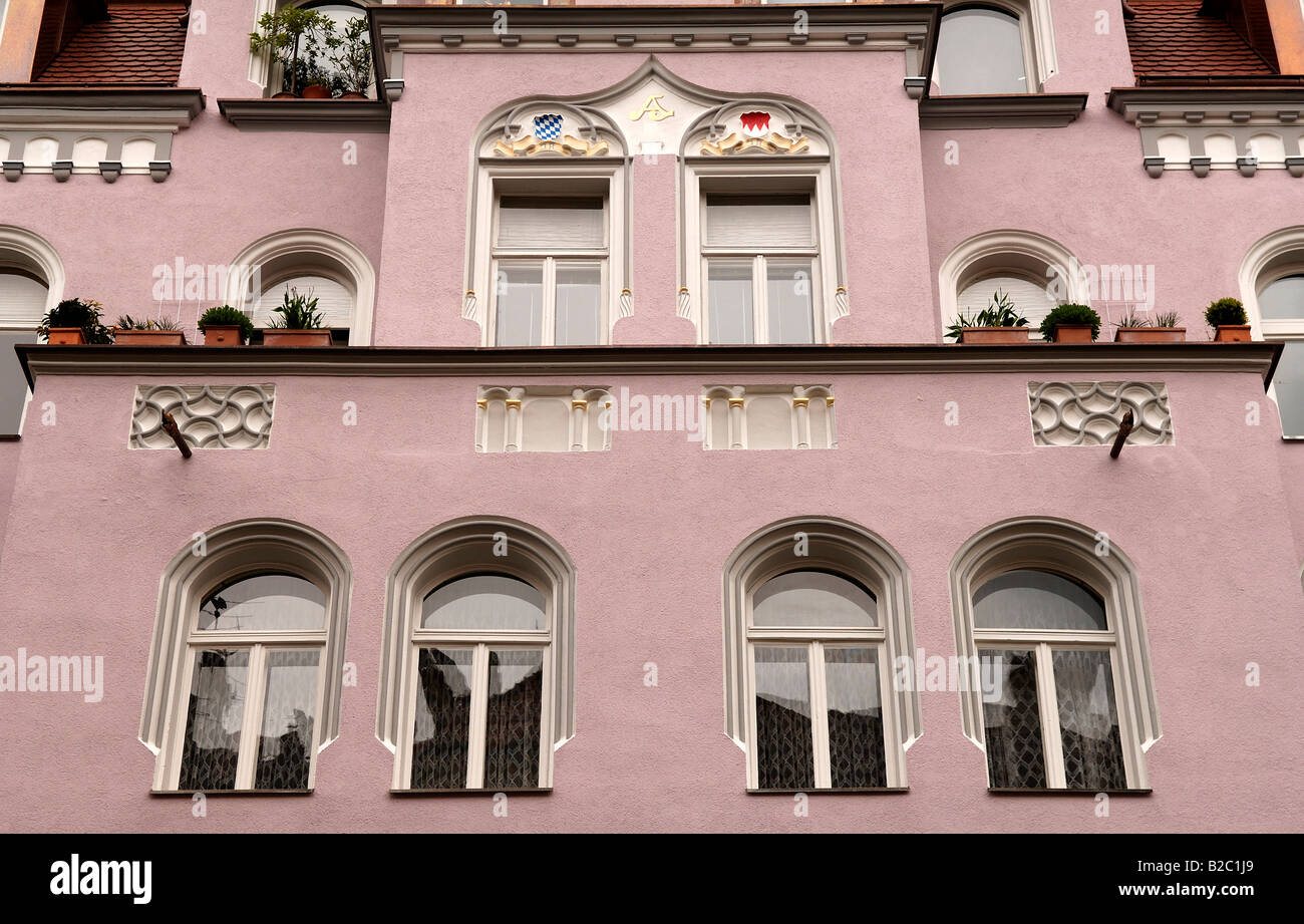 Renovated decorative house facade, 1900, Nuremberg, Middle Franconia ...