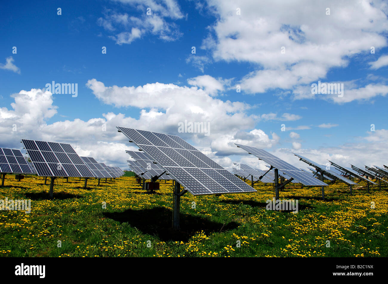 Photovoltaics, solar panels in a field near Oberruesselbach, Middle ...