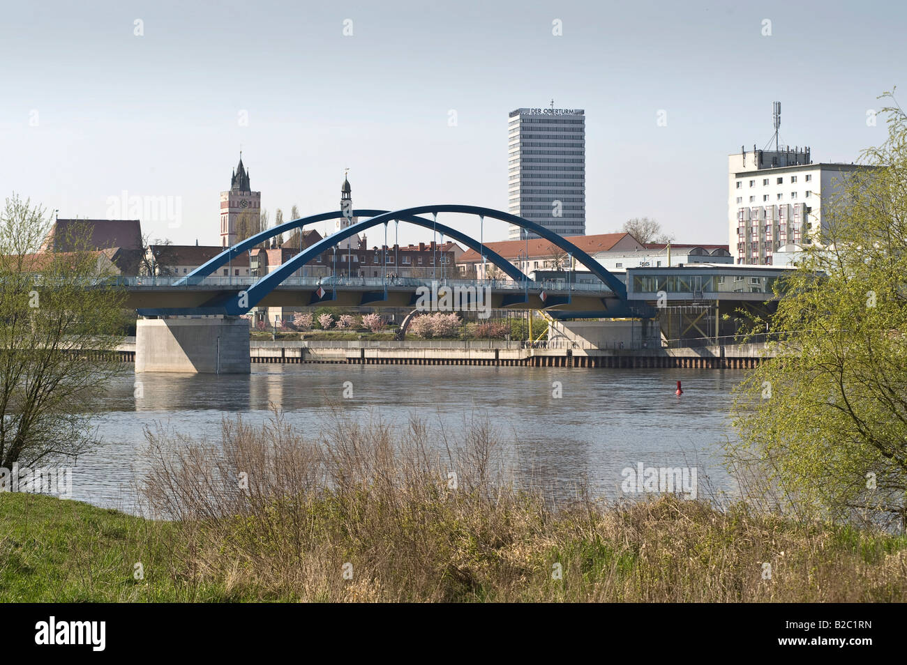 Skyline with the Oderbruecke, Oder Bridge, town of Frankfurt/Oder ...