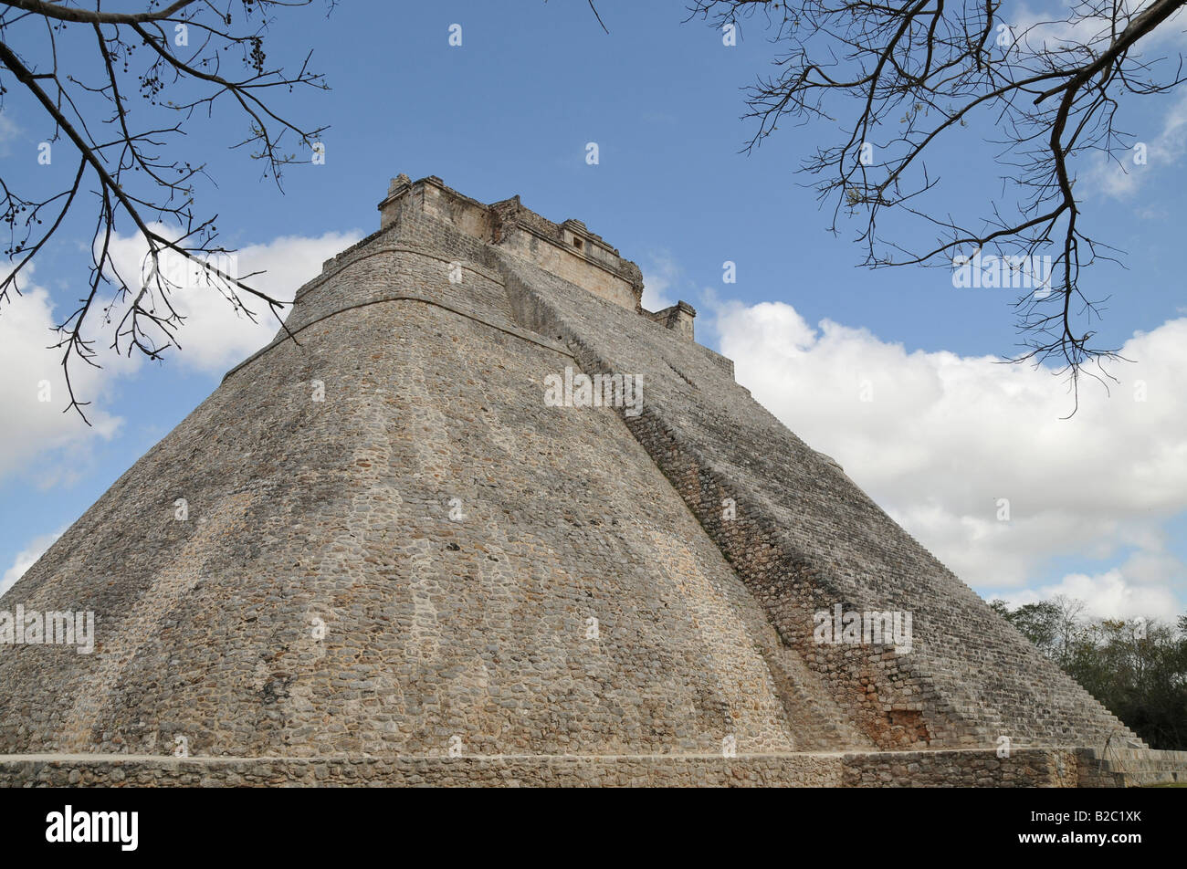 The Adivino or Pyramid of the Magician, Mayan excavation site, Uxmal ...