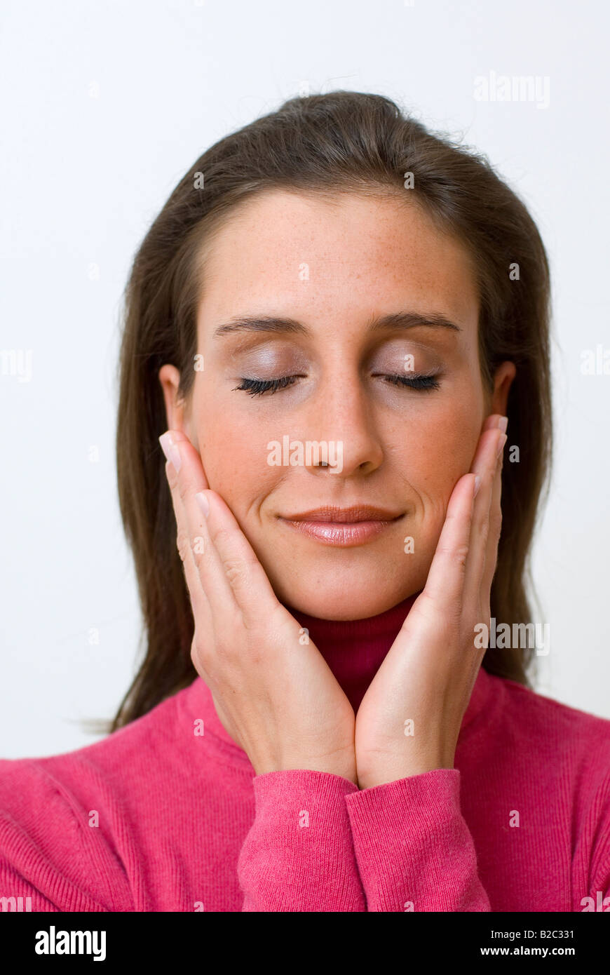 portrait young woman, closed eyes Stock Photo - Alamy