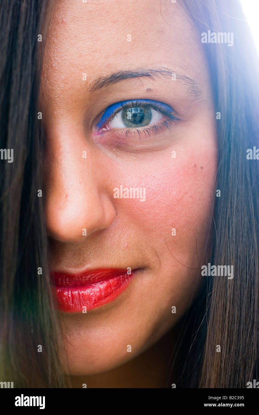 portrait young woman, heavily rouged, smiling Stock Photo - Alamy