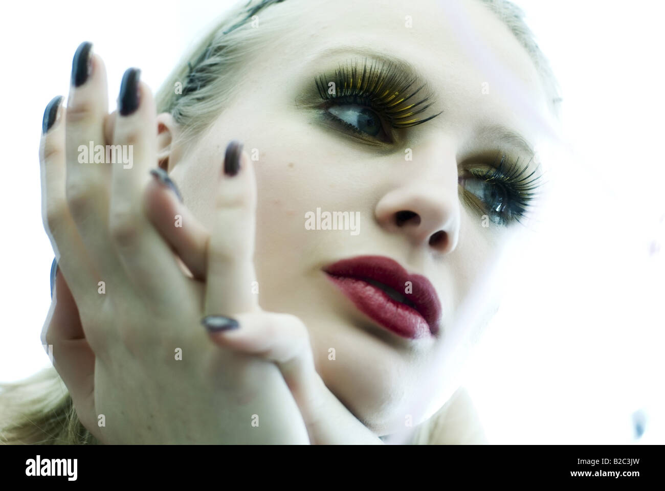 portrait young, heavily rouged woman Stock Photo - Alamy