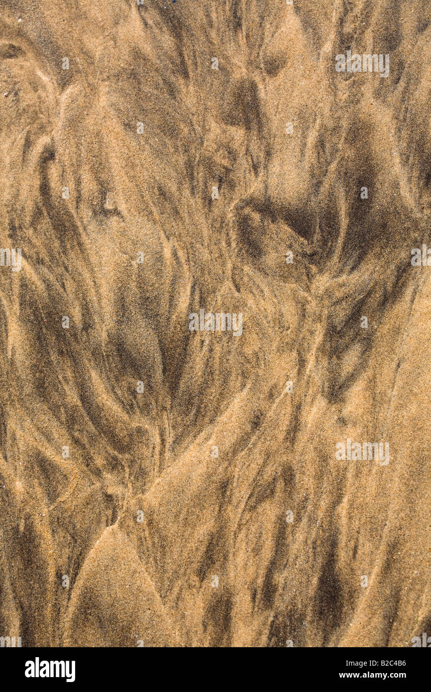 Patterns in the sand made by flowing water, beach, Atlantic Stock Photo ...