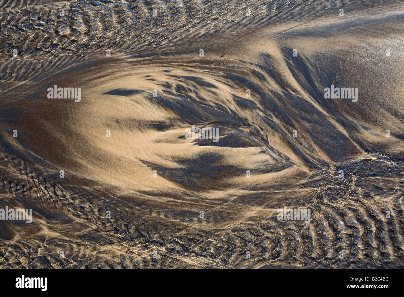 Patterns in the sand made by flowing water, beach, Atlantic Stock Photo ...