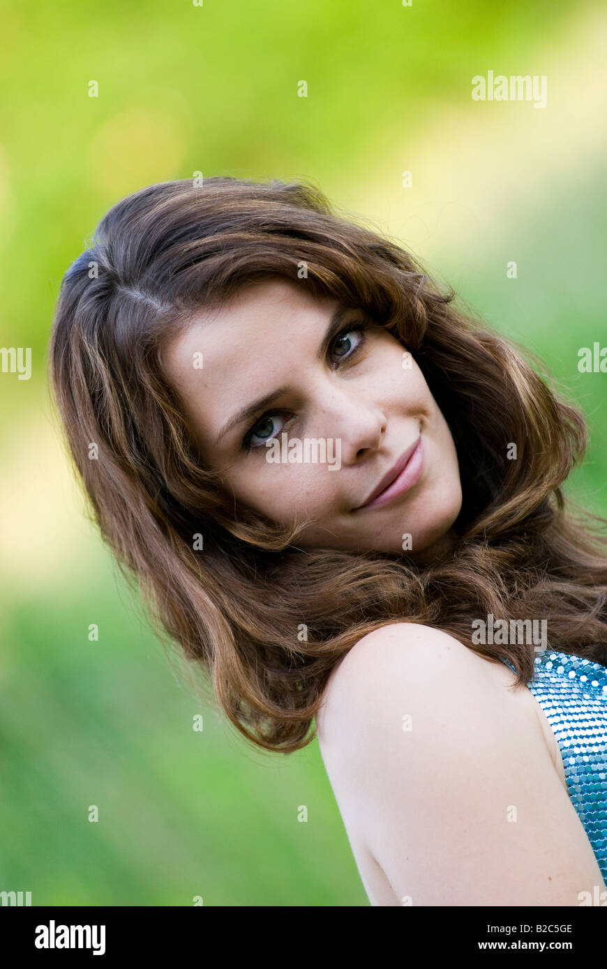 Beautiful woman in blue top hi-res stock photography and images - Alamy