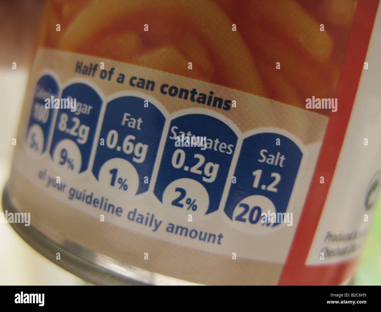 nutritional information values content on a tin of spaghetti Stock ...
