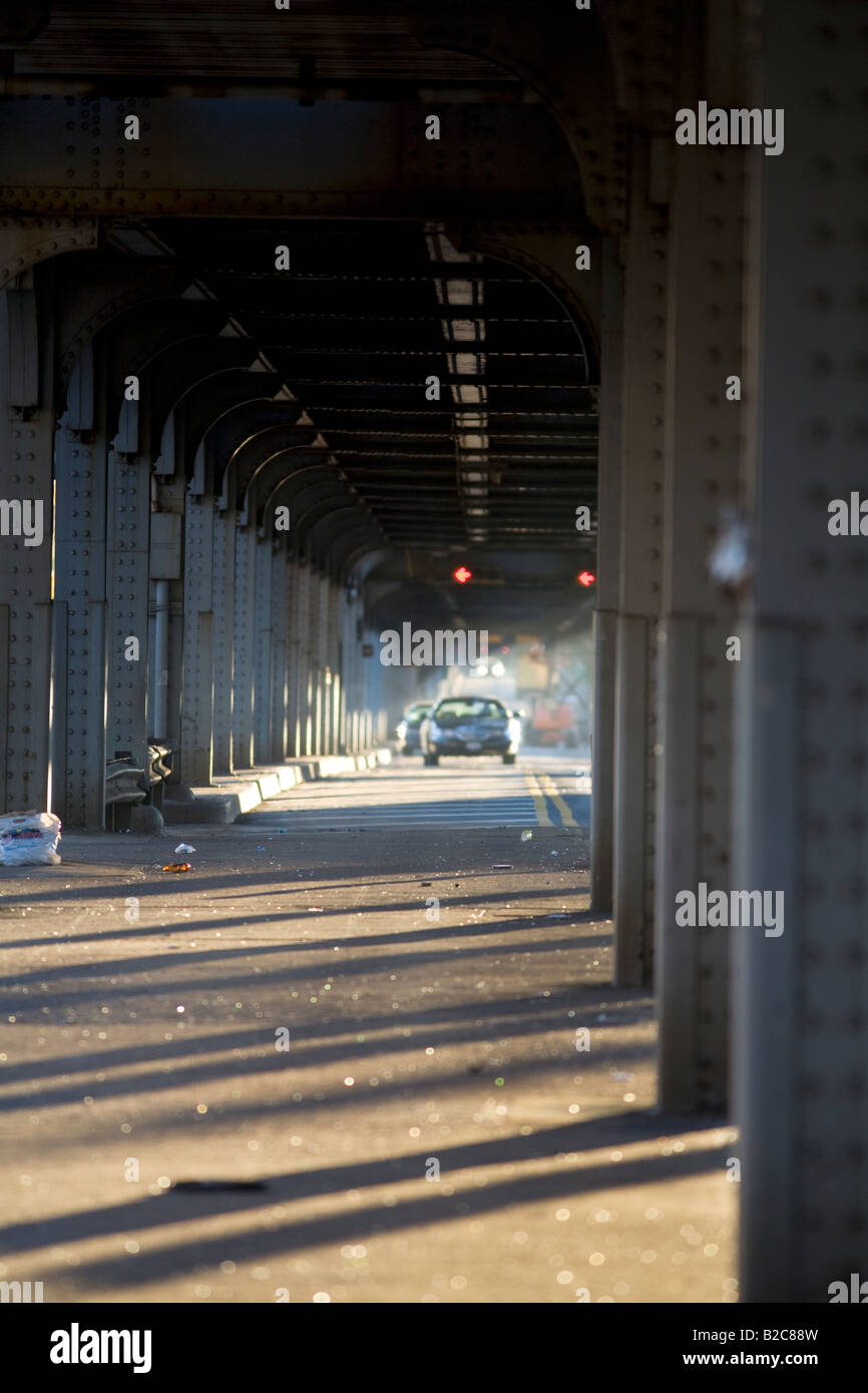 Raised train line supports Stock Photo - Alamy
