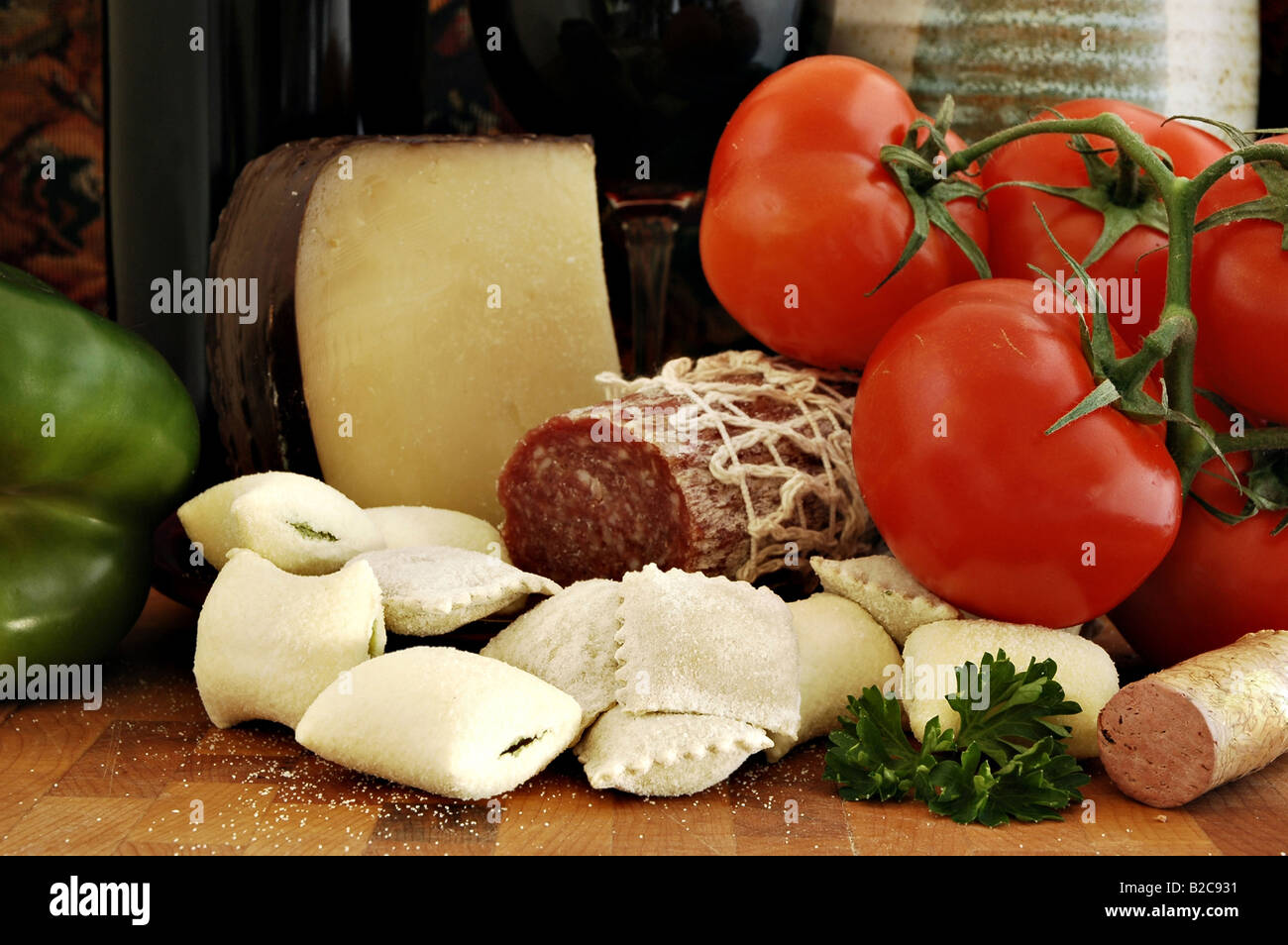 Glass red wine ravioli pasta hi-res stock photography and images - Alamy