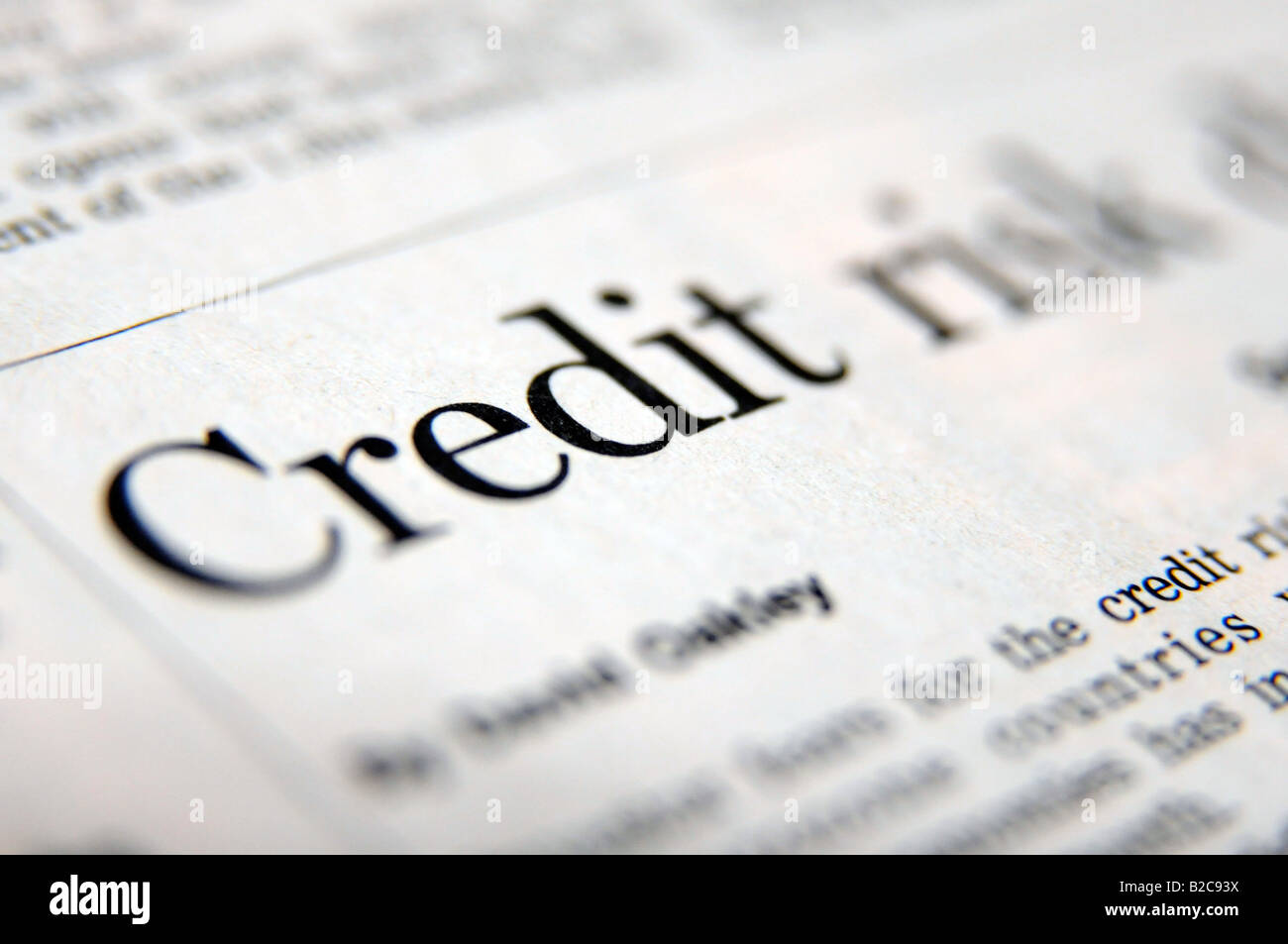 Photograph of newspaper headline about the credit crunch and economic ...
