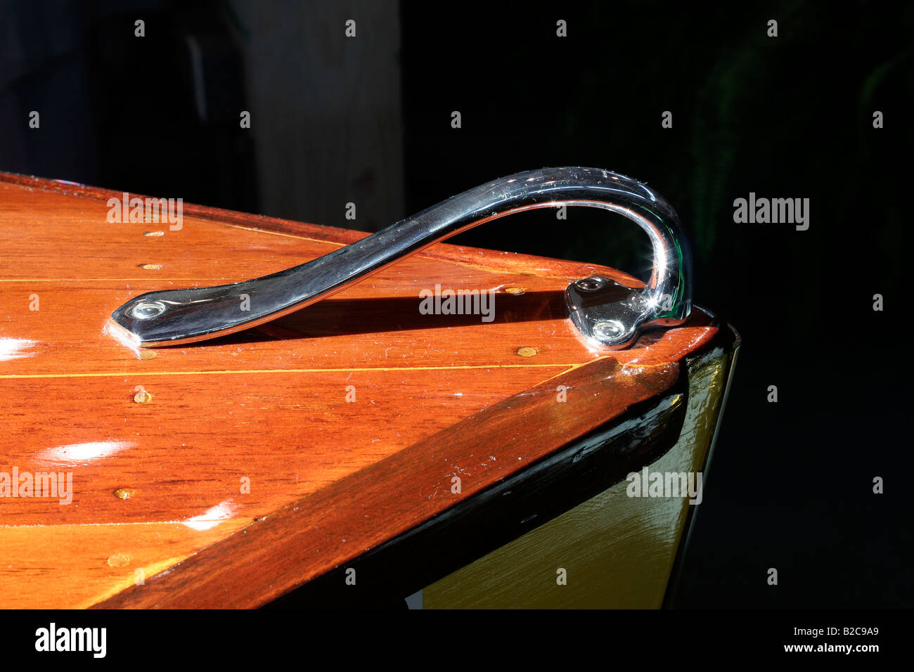 Prow of antique wooden speedboat Iowa Great Lakes Maritime Museum Stock ...