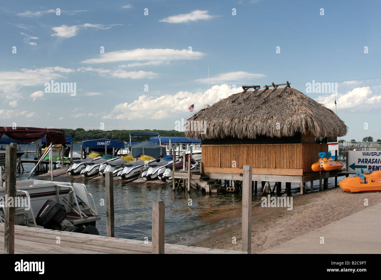 Grass shack bar on waterfront in Arnolds Park Iowa Lake Okoboji Stock ...