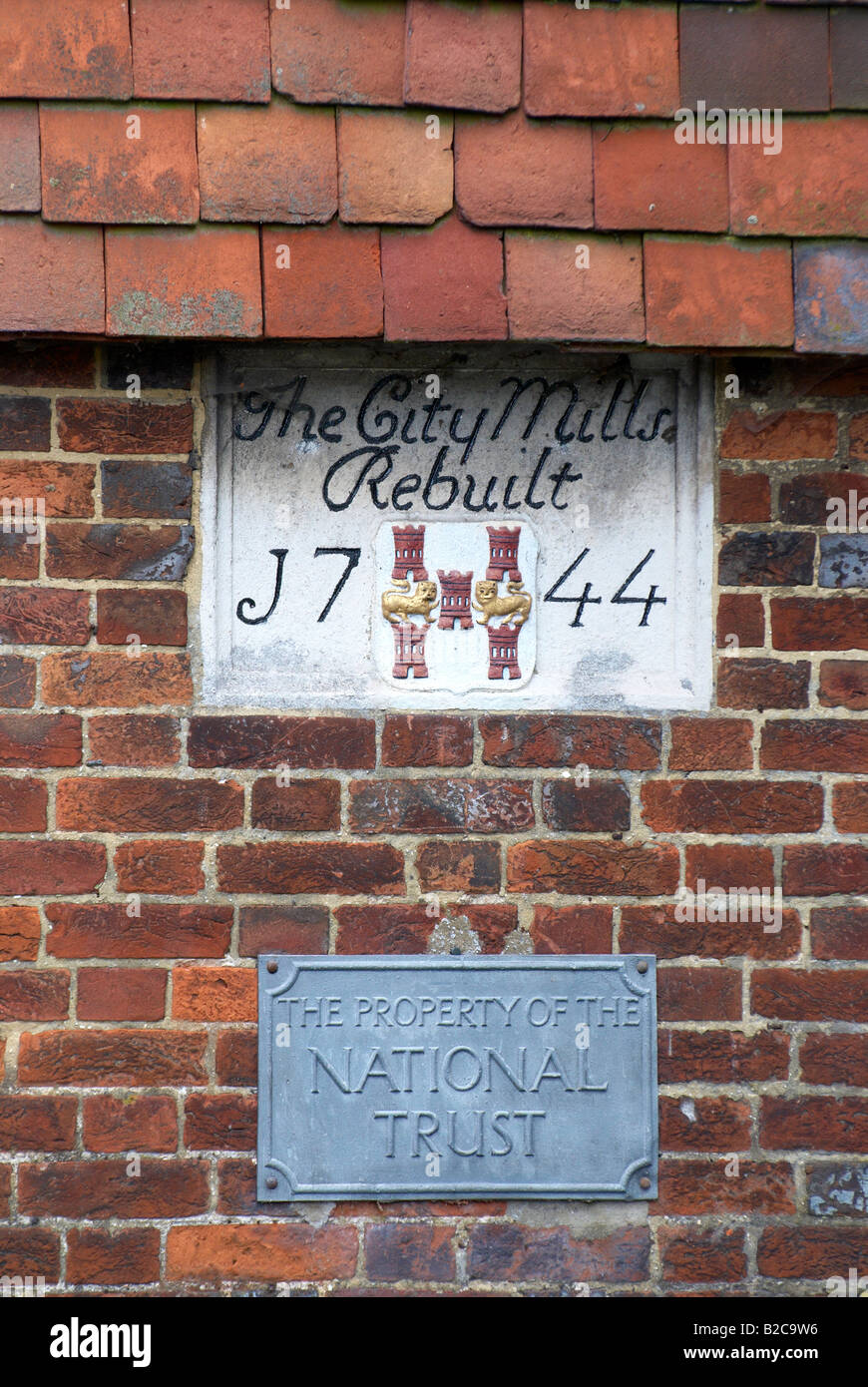 Builders plaque and national Trust plaque on Winchester City Mill ...