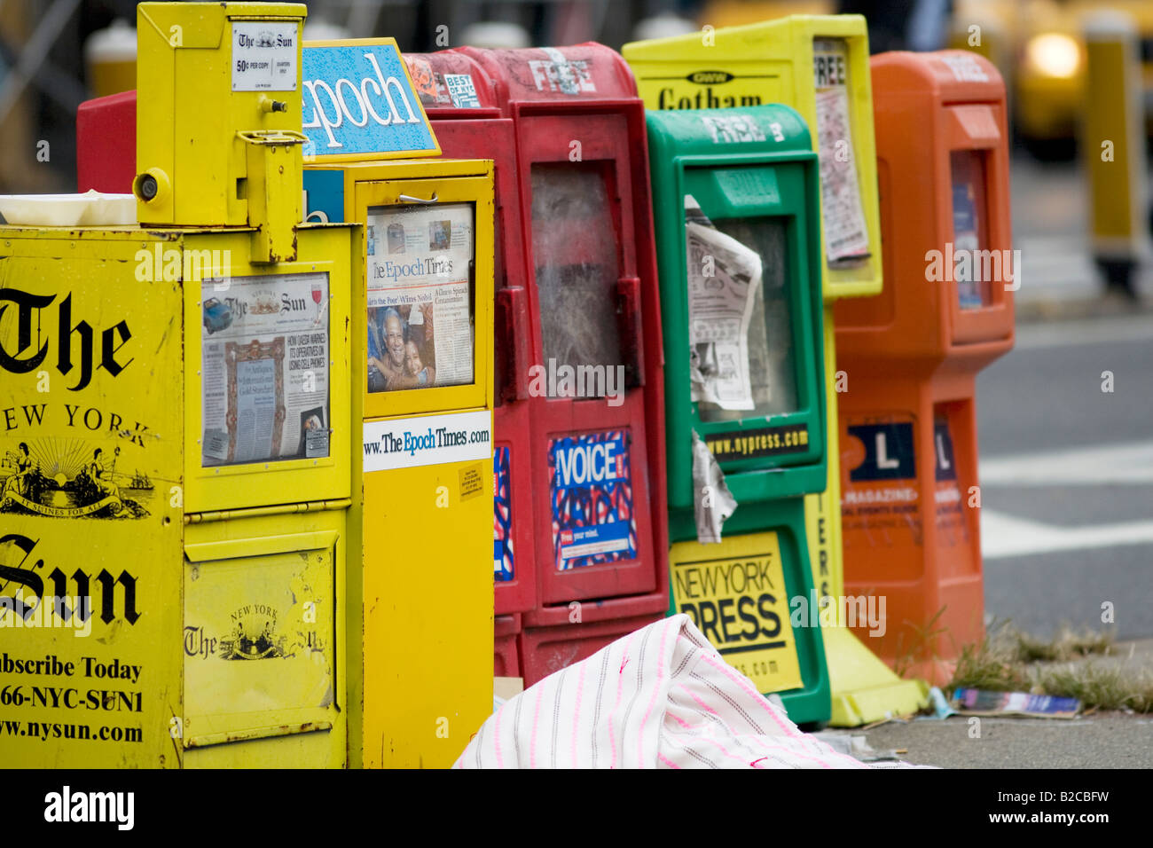 news boxes in Manhattan, NY USA Stock Photo - Alamy