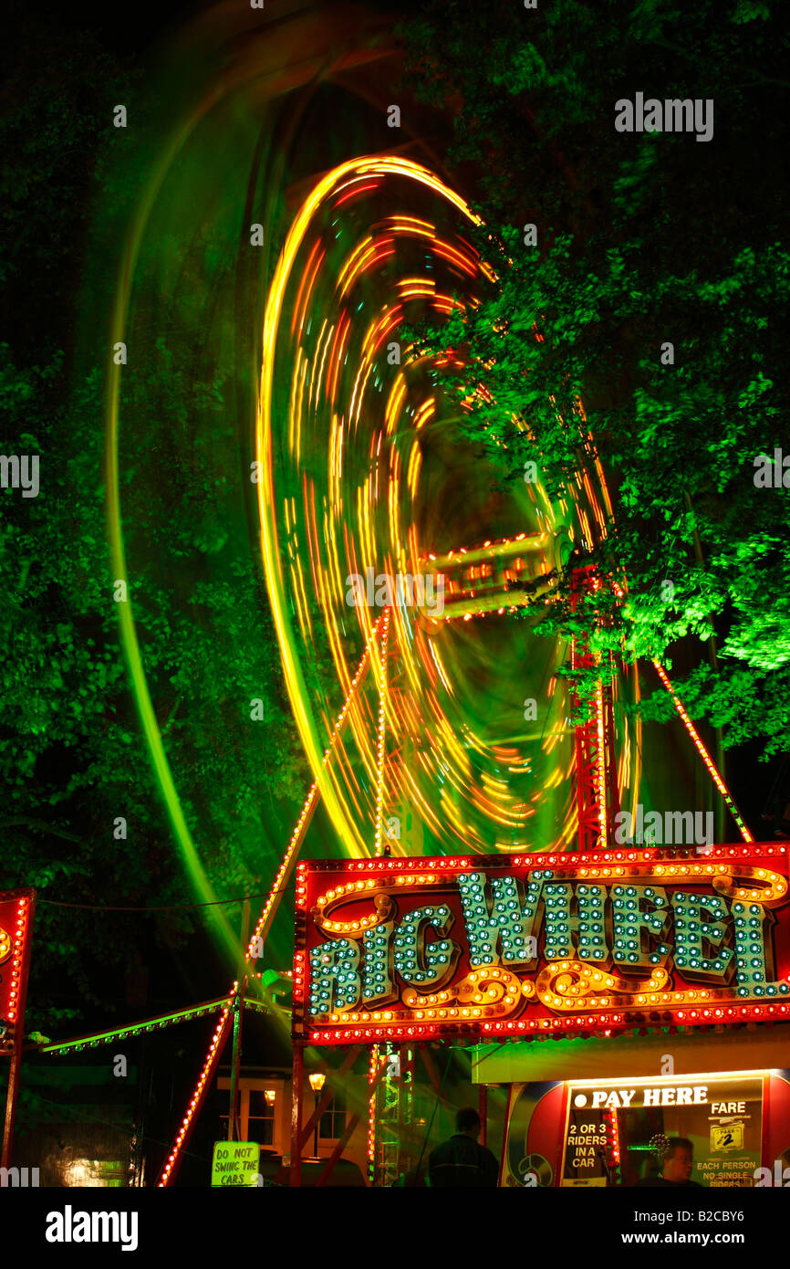 Stokesley high street fun fair at night Stock Photo - Alamy