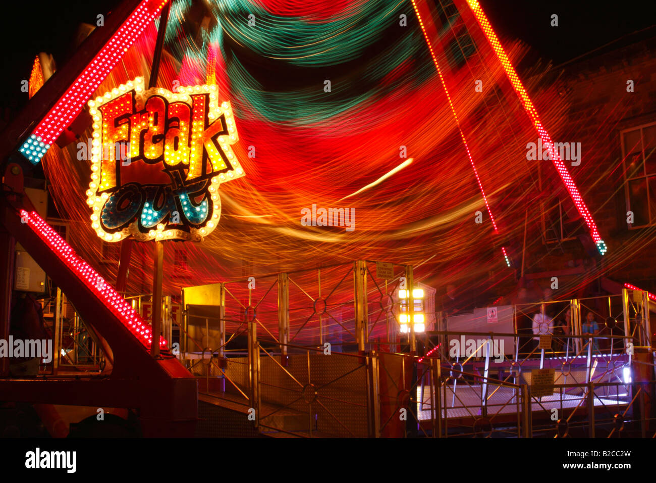 Stokesley high street fun fair at night Stock Photo - Alamy