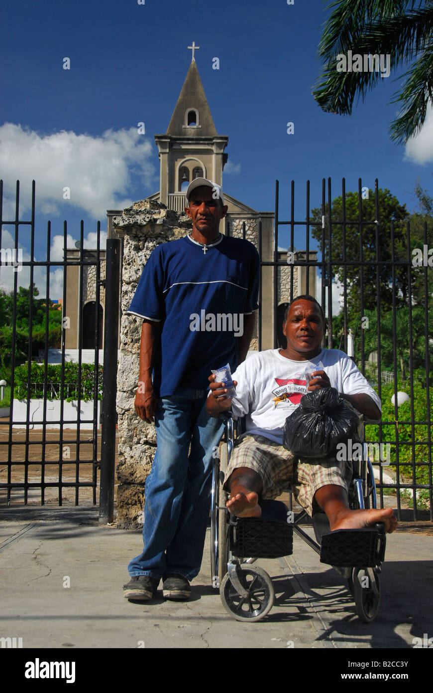 Handicapped people in front of Saint Paul Church, La Romana, Southern ...