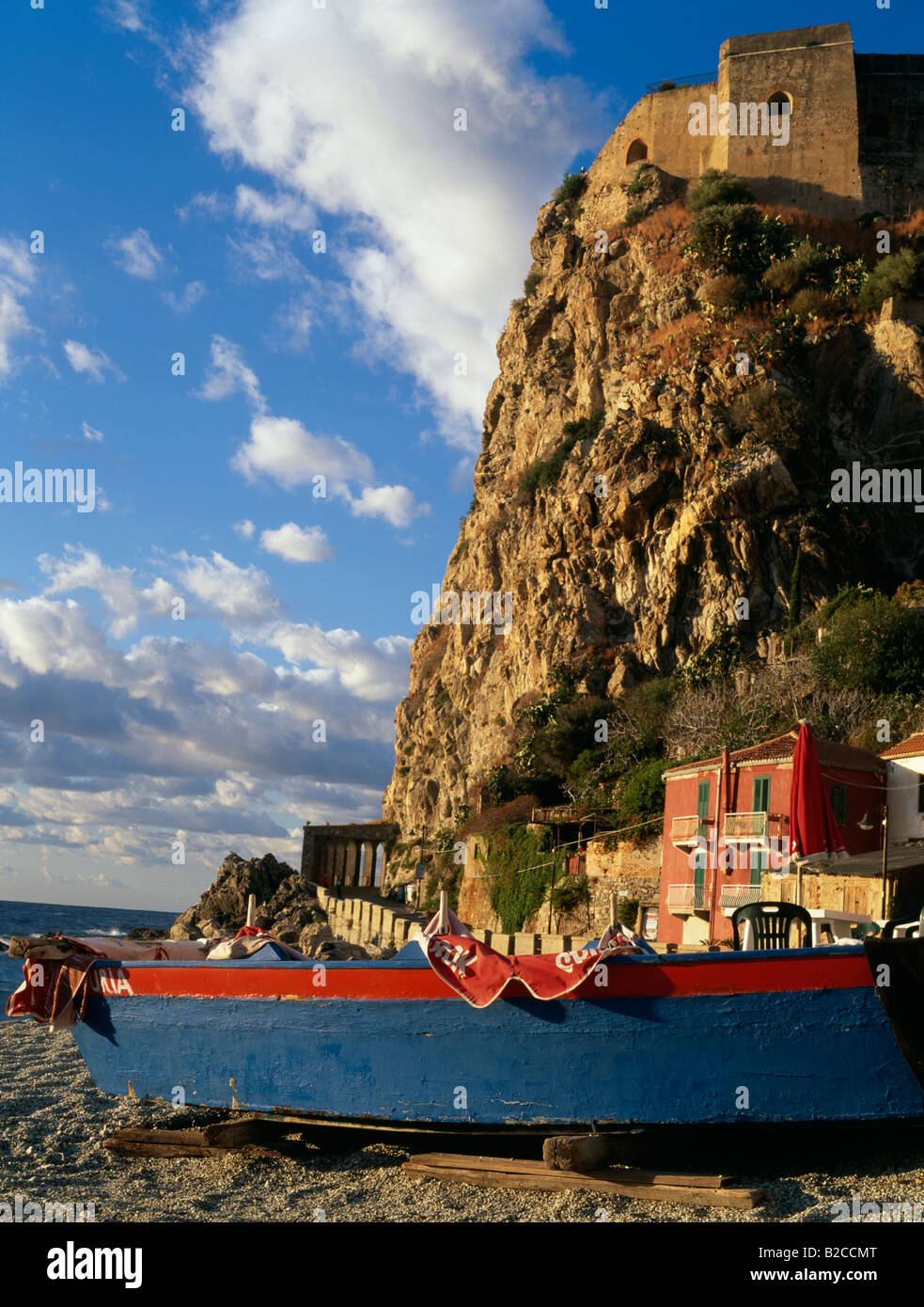 Fishing boat on the beach at Scilla Calabria Italy Stock Photo - Alamy