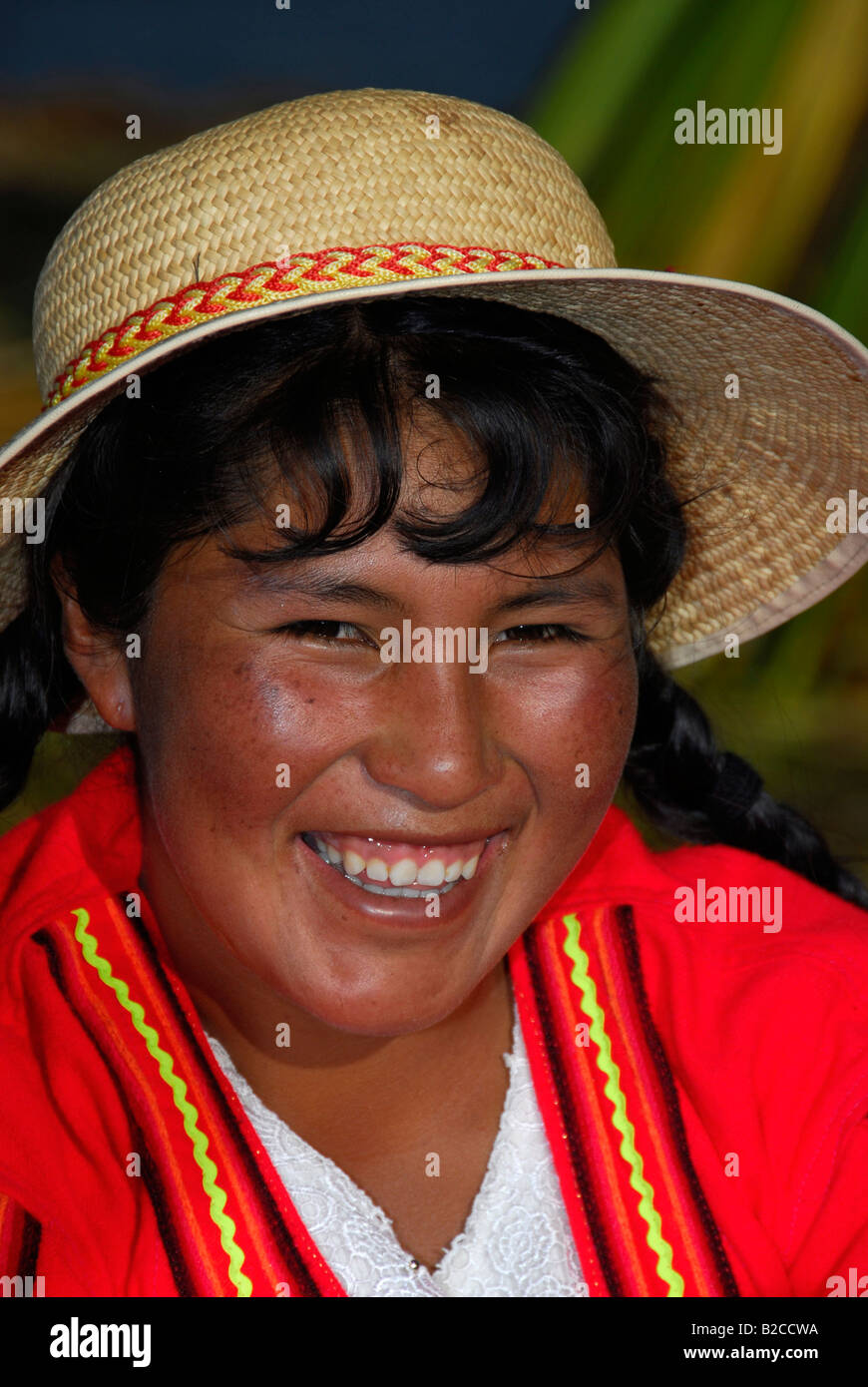 Aymara indians on Uros Islands, Lake Titicaca, Peru, South America ...