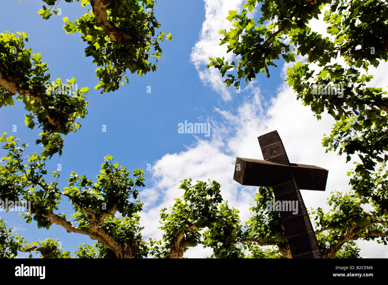 Stone cross in a catholic cemetery Portugal Stock Photo - Alamy