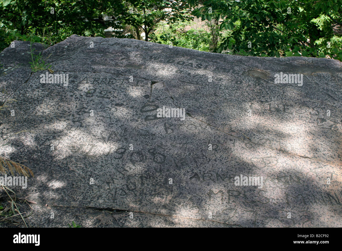 Rock with messages from early visitors Pipestone National Monument ...