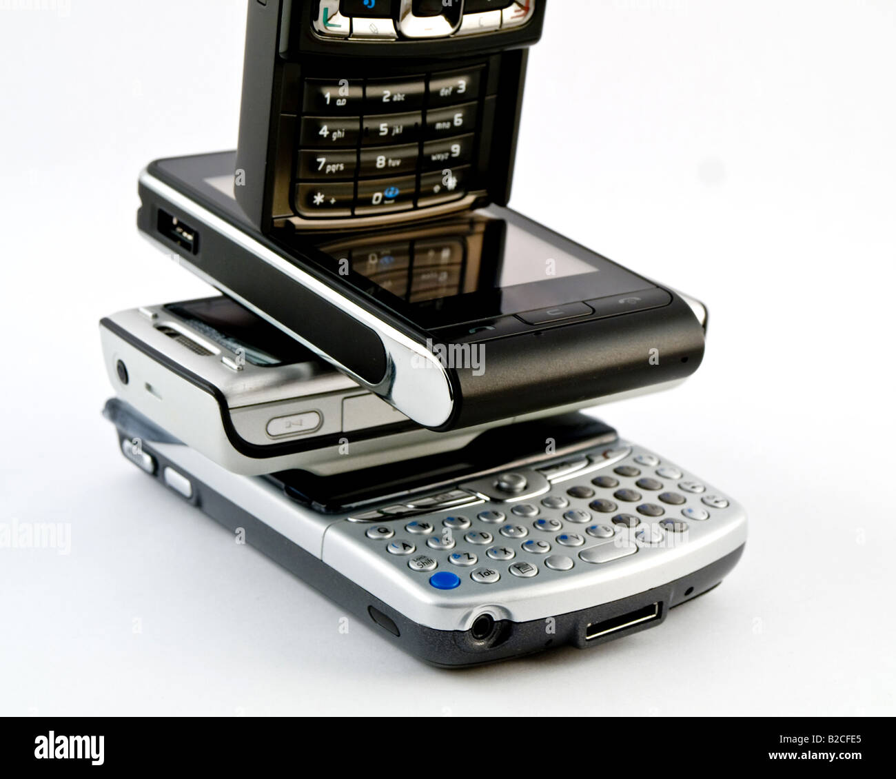 Stack Pile of Several Modern Mobile Phones PDA Cell Handheld Units ...