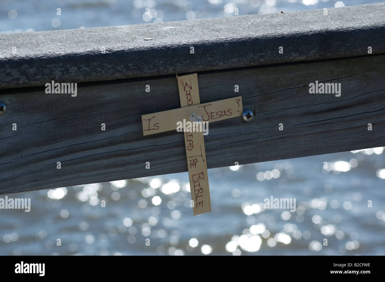 Cross attached to fishing pier Apalachicola Florida Stock Photo - Alamy