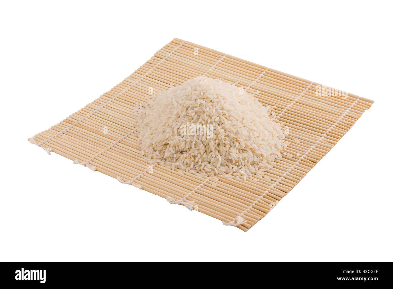 Pile of white rice on bamboo roller, Cutout Stock Photo - Alamy