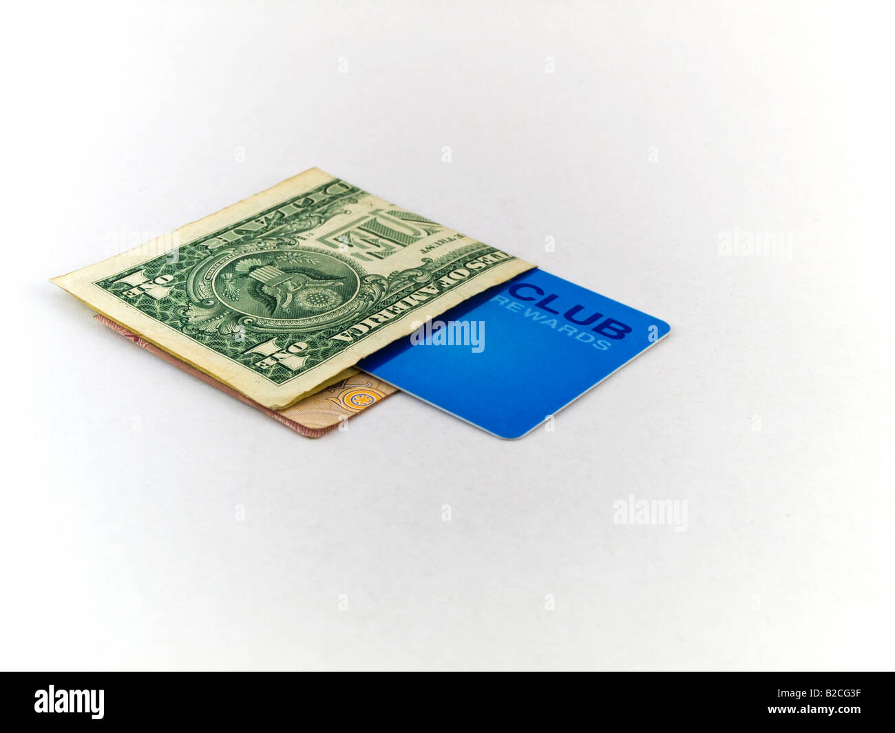 One Dollar Bill and Membership Club Card on White Background Stock ...