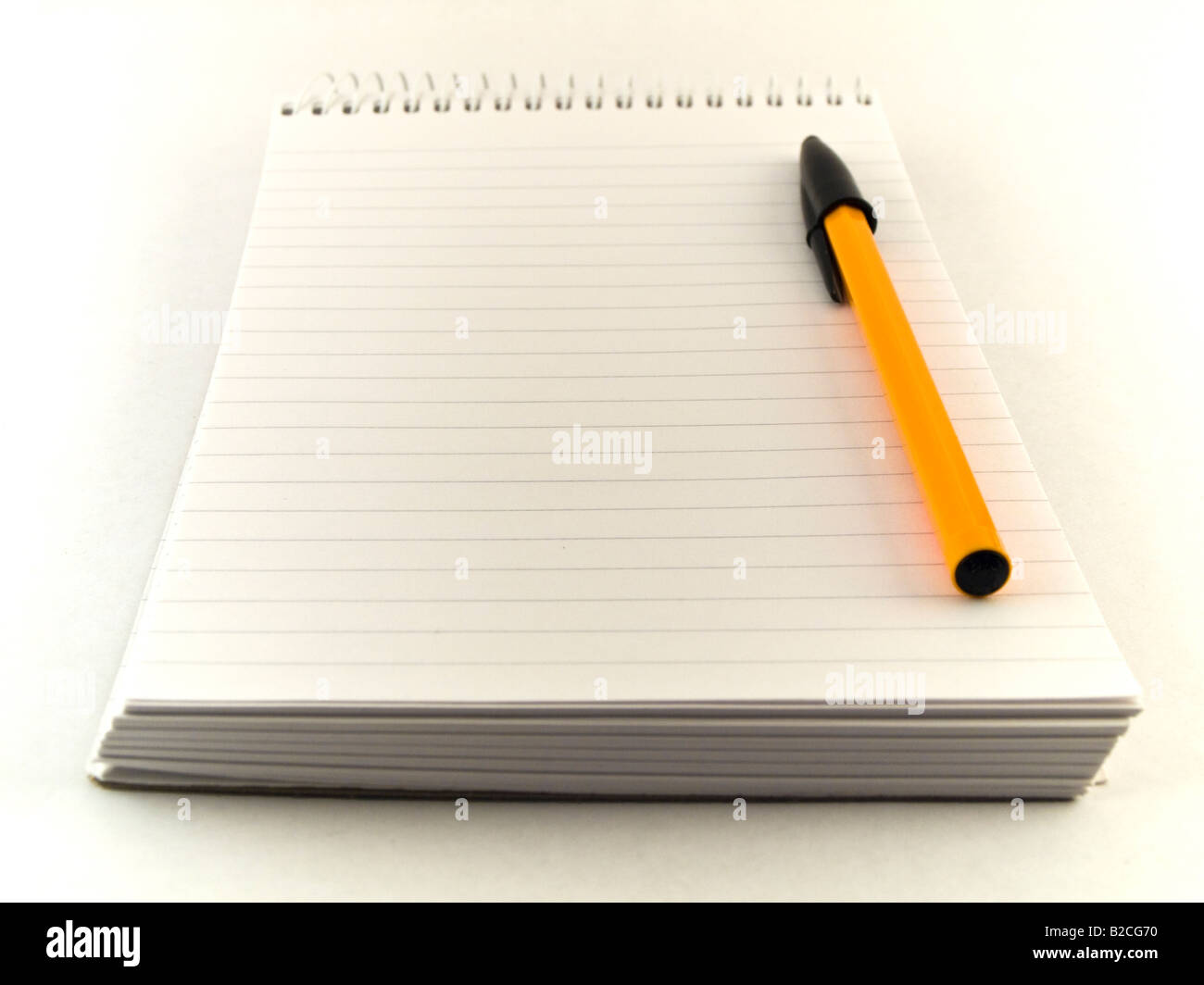Ballpoint Pen and Notepad on White Background Stock Photo - Alamy