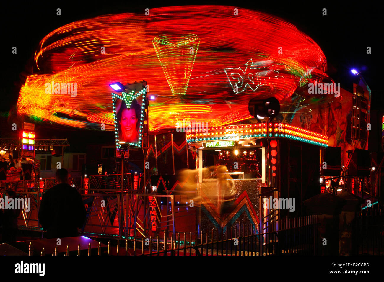 Stokesley high street fun fair at night Stock Photo - Alamy