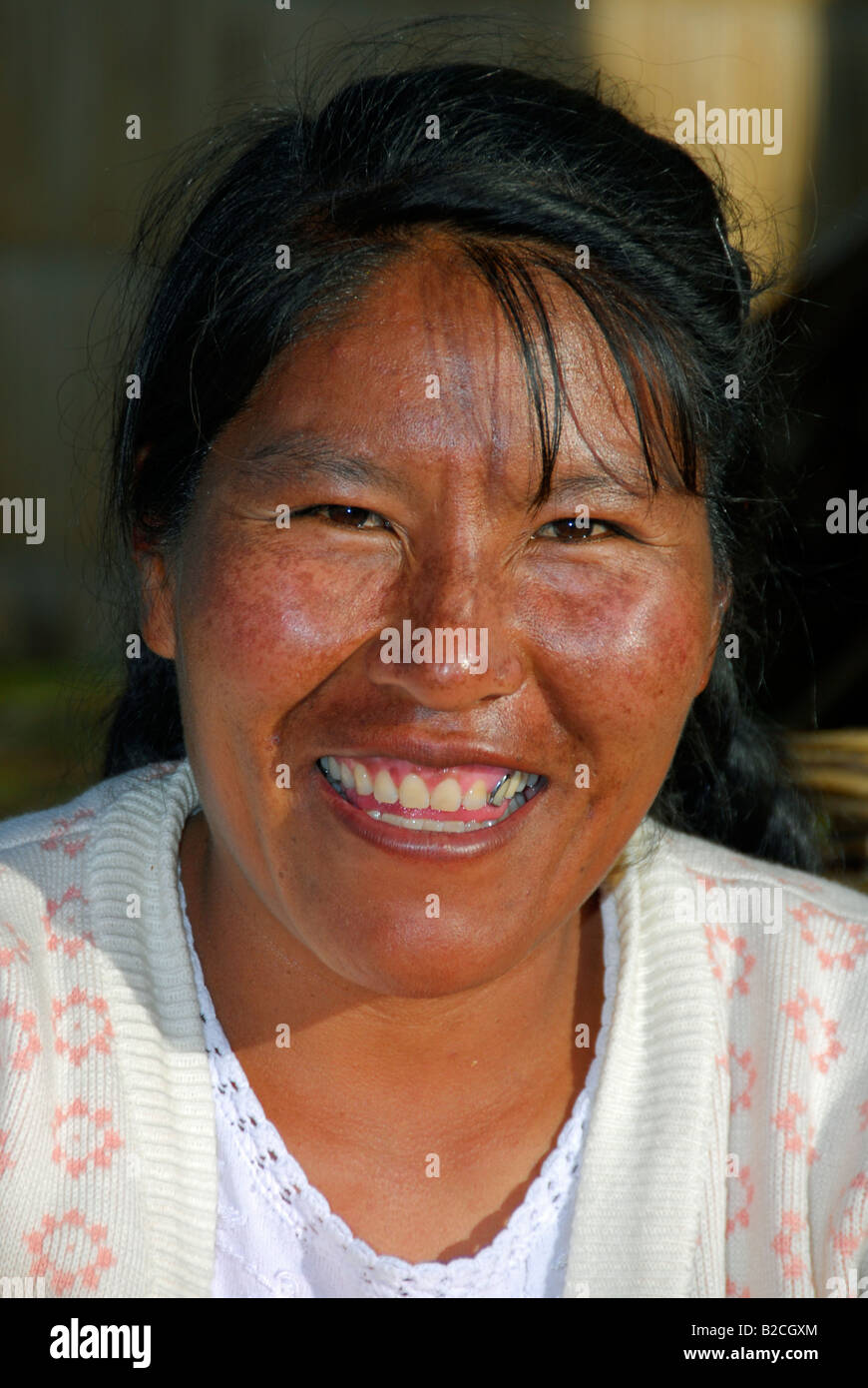 Aymara indians on Uros Islands, Lake Titicaca, Peru, South America ...
