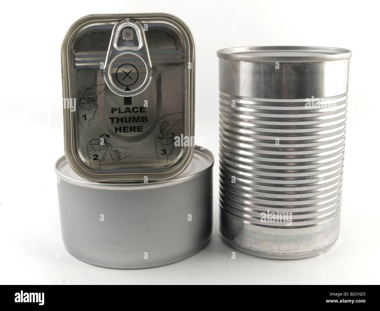 Three Different Types of Tin Can for Food White Backgound Stock Photo ...