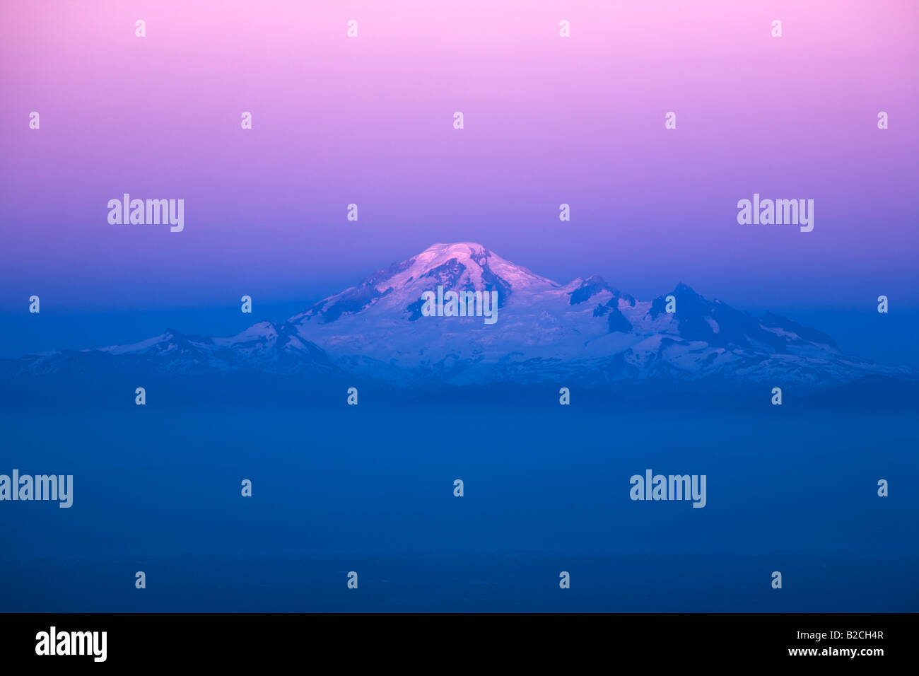 sunset on Mount Baker, view from Grouse Mountain, North Vancouver Stock ...