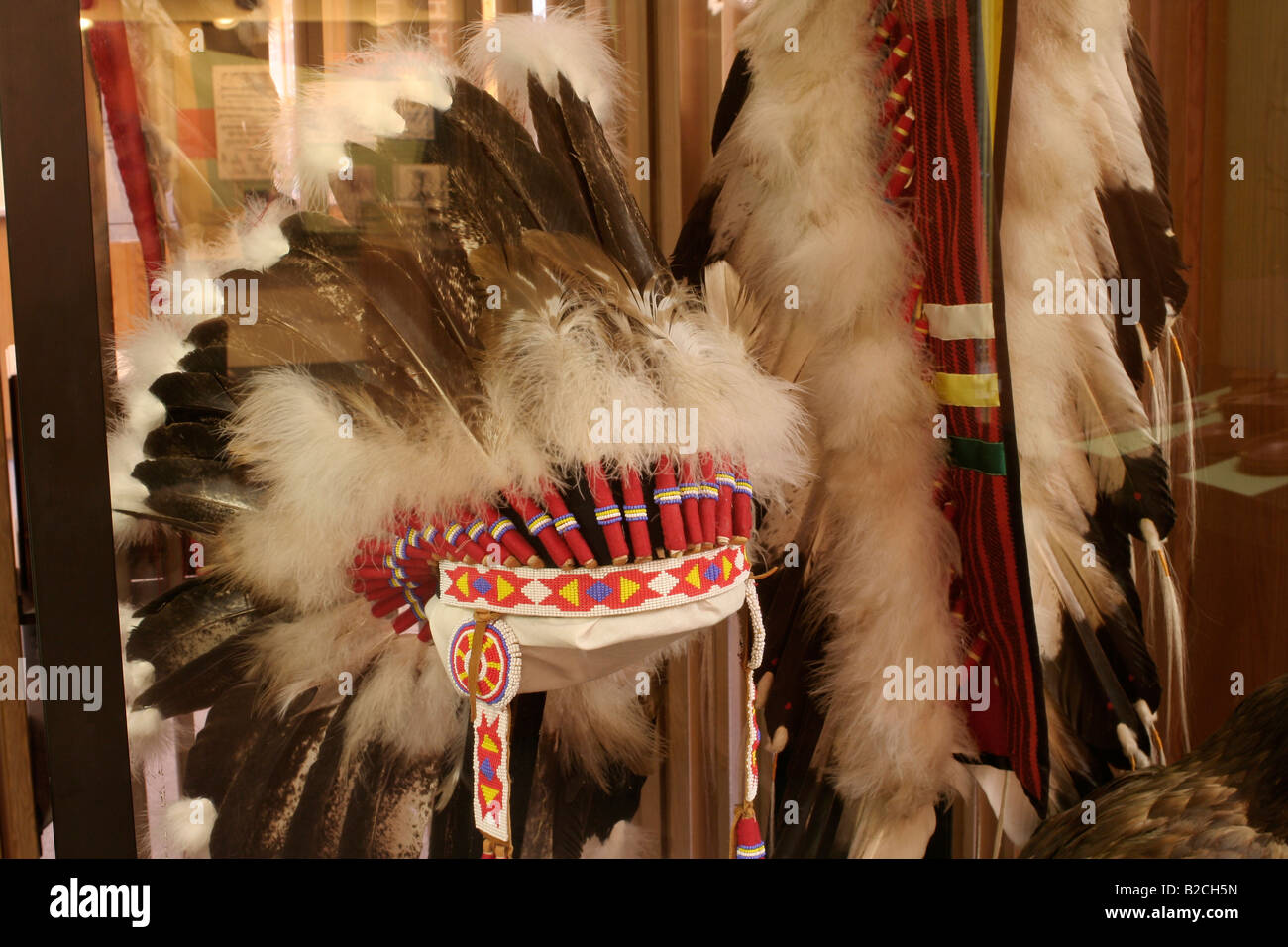 Native american ceremonial dress in display case Pipestone National ...