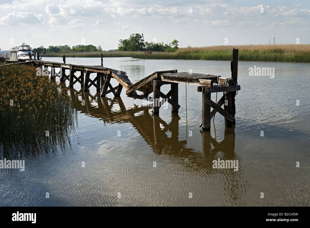 broken down dock alongside Scipio Creek near downtown Apalachicola ...