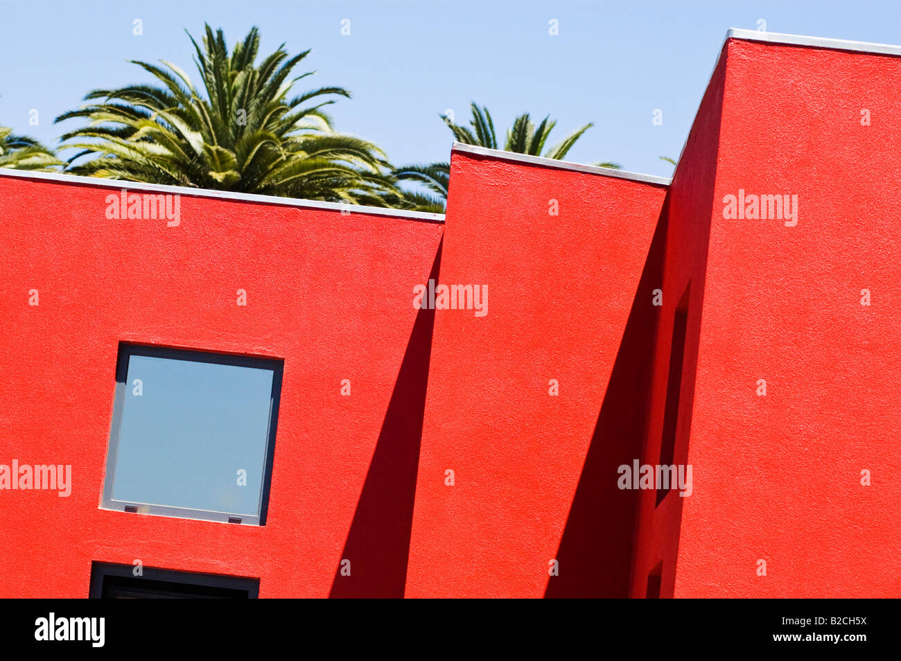 Modern red building detail Stock Photo - Alamy
