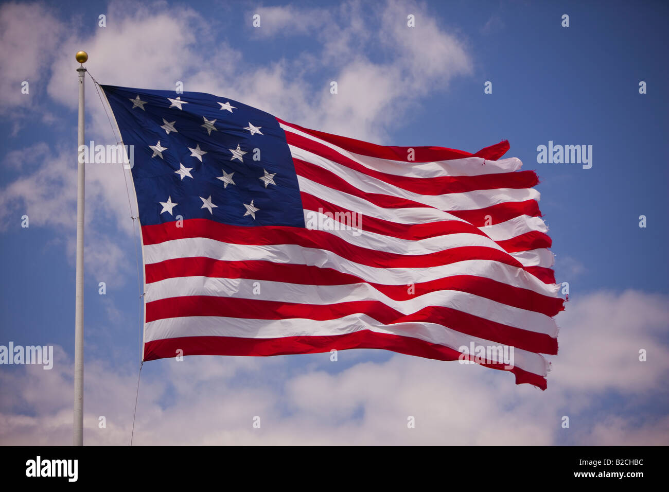 BALTIMORE, MARYLAND USA - 15-star and 15-stripe United States flag ...