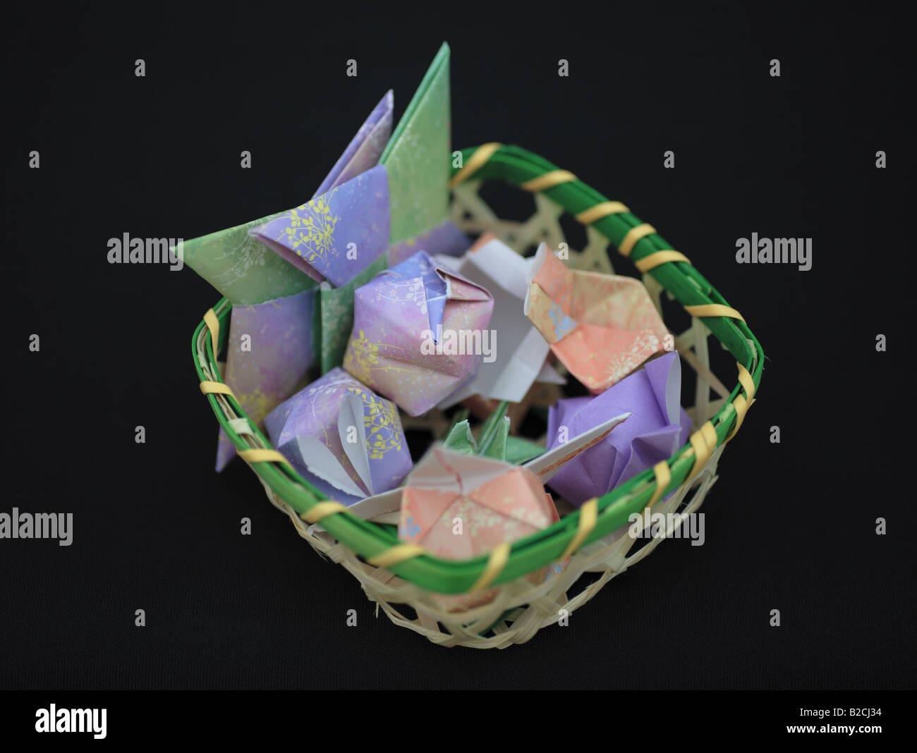 Assorted origami craft in a basket Stock Photo - Alamy