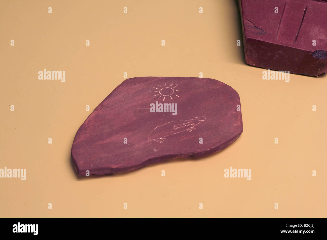 Indian glyphs on catlinite pipestone Pipestone National Monument Stock ...