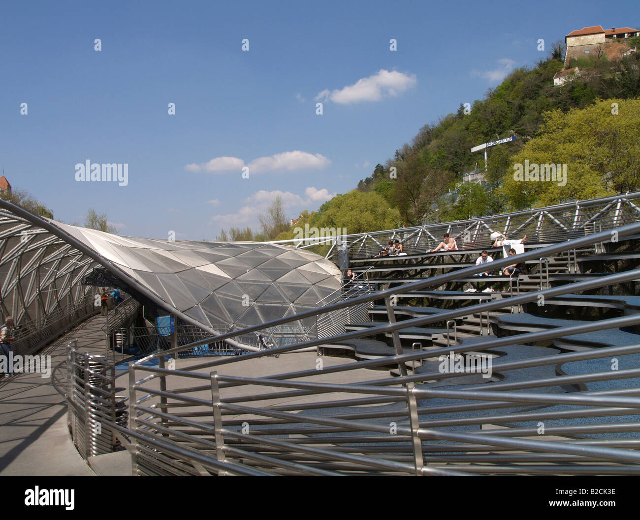 Graz, artificial island in river Mur Stock Photo - Alamy