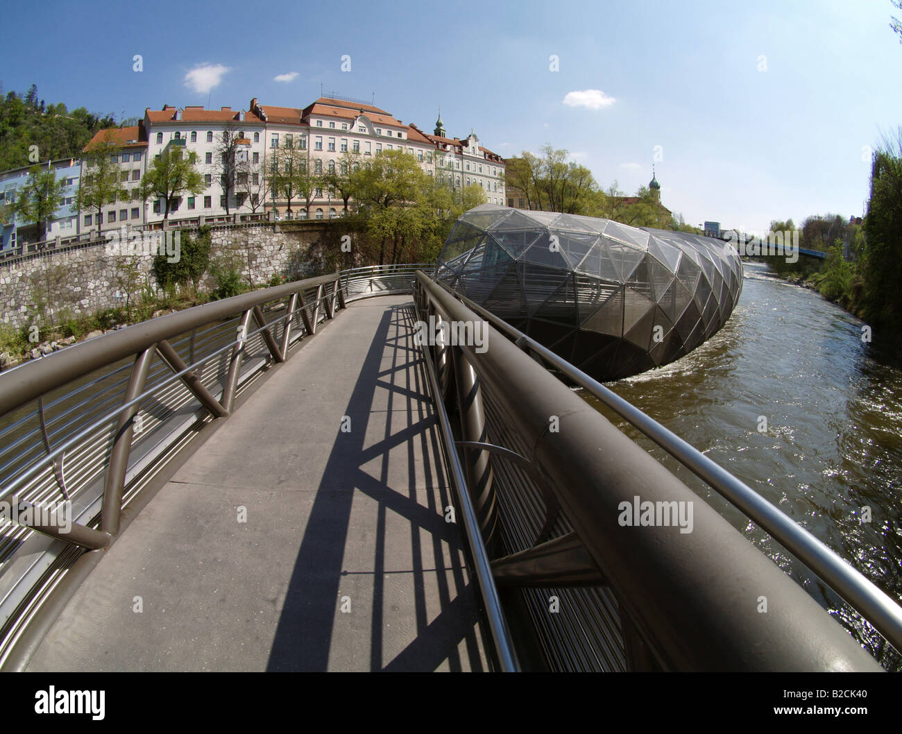 Graz, artificial island in river Mur Stock Photo - Alamy