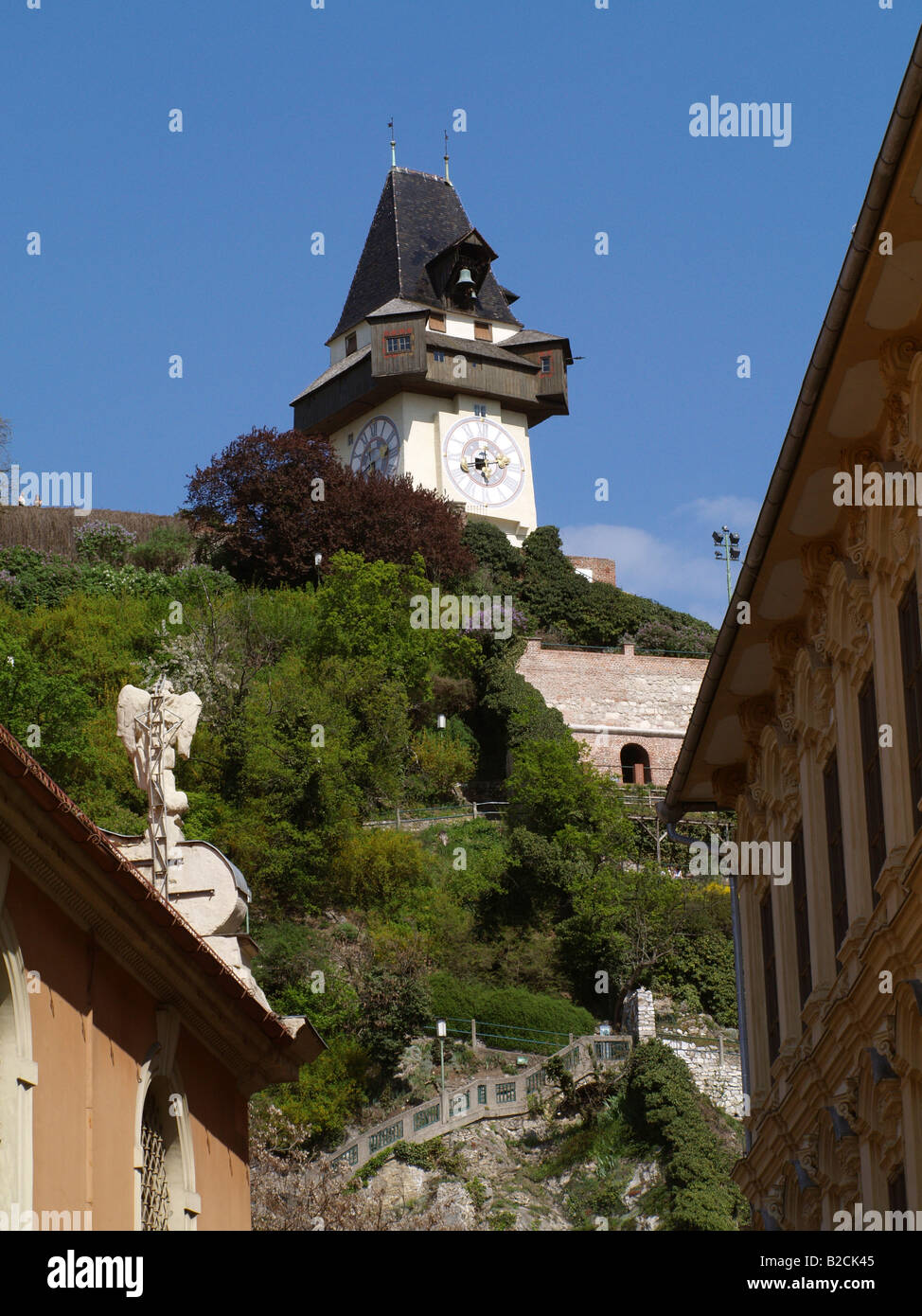 Graz, building Uhrturm Graz Stock Photo - Alamy
