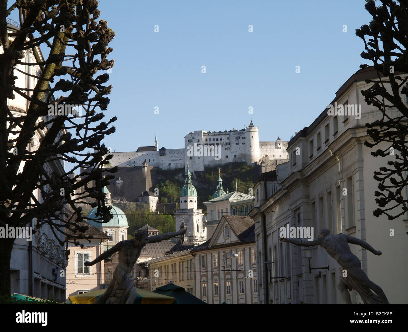 Salzburg, old city center, fortress Hohensalzburg Stock Photo - Alamy