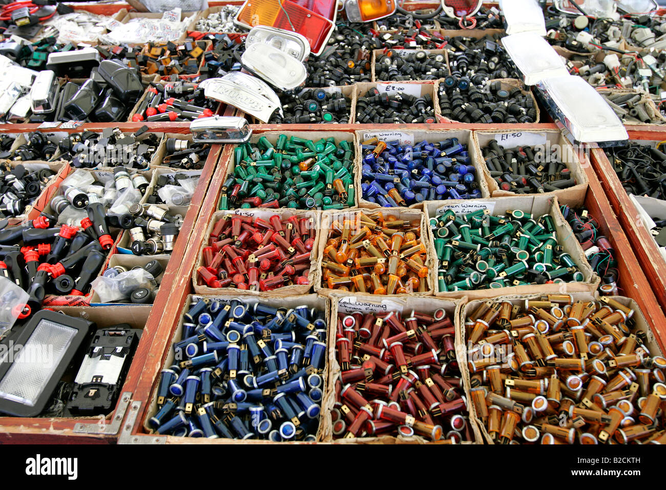 car spares parts box shop automotive items sale jumble exhibit bonnet ...