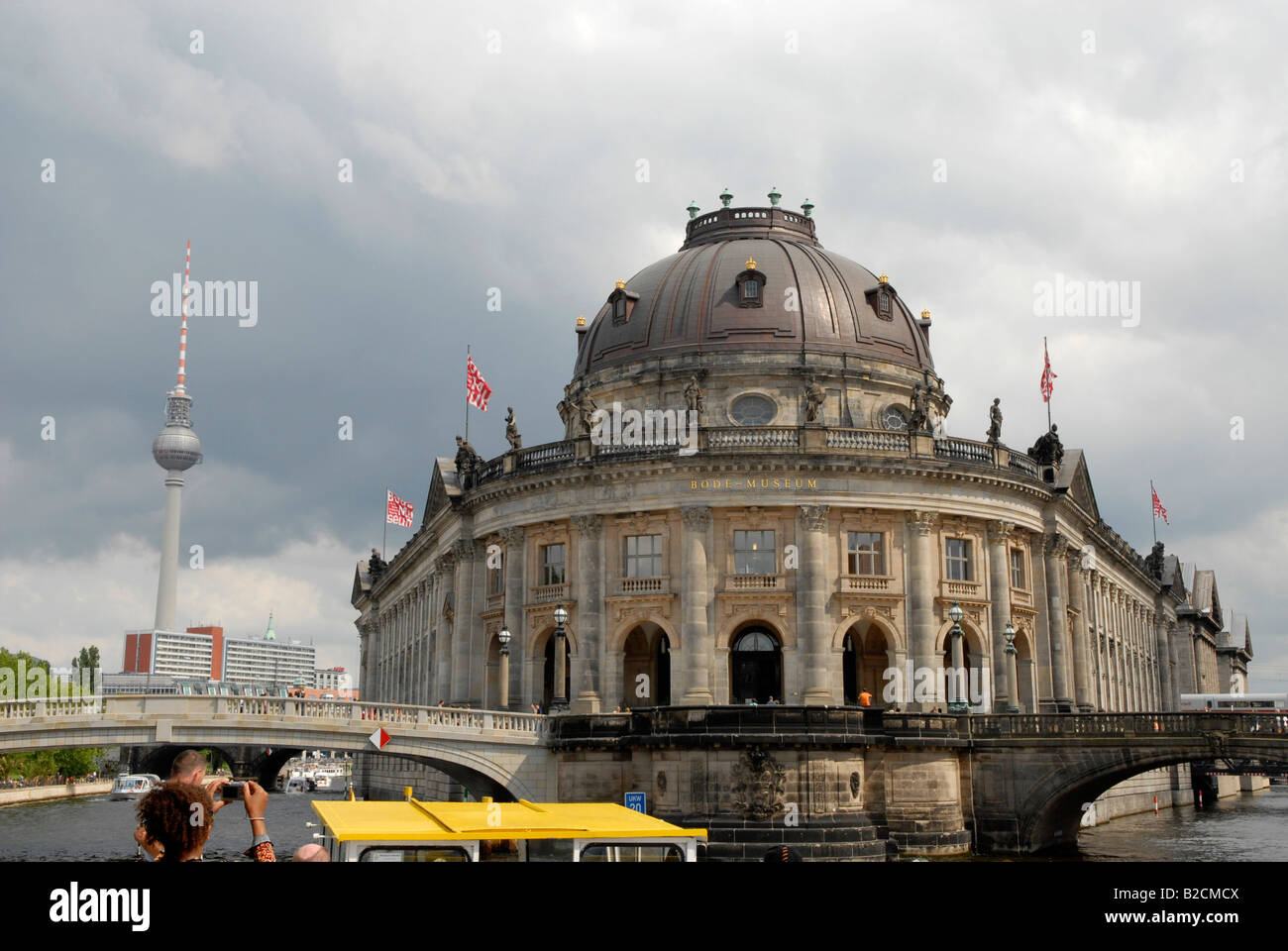 Berlin, museum island, Bode museum, television tower Alex, river Spree ...