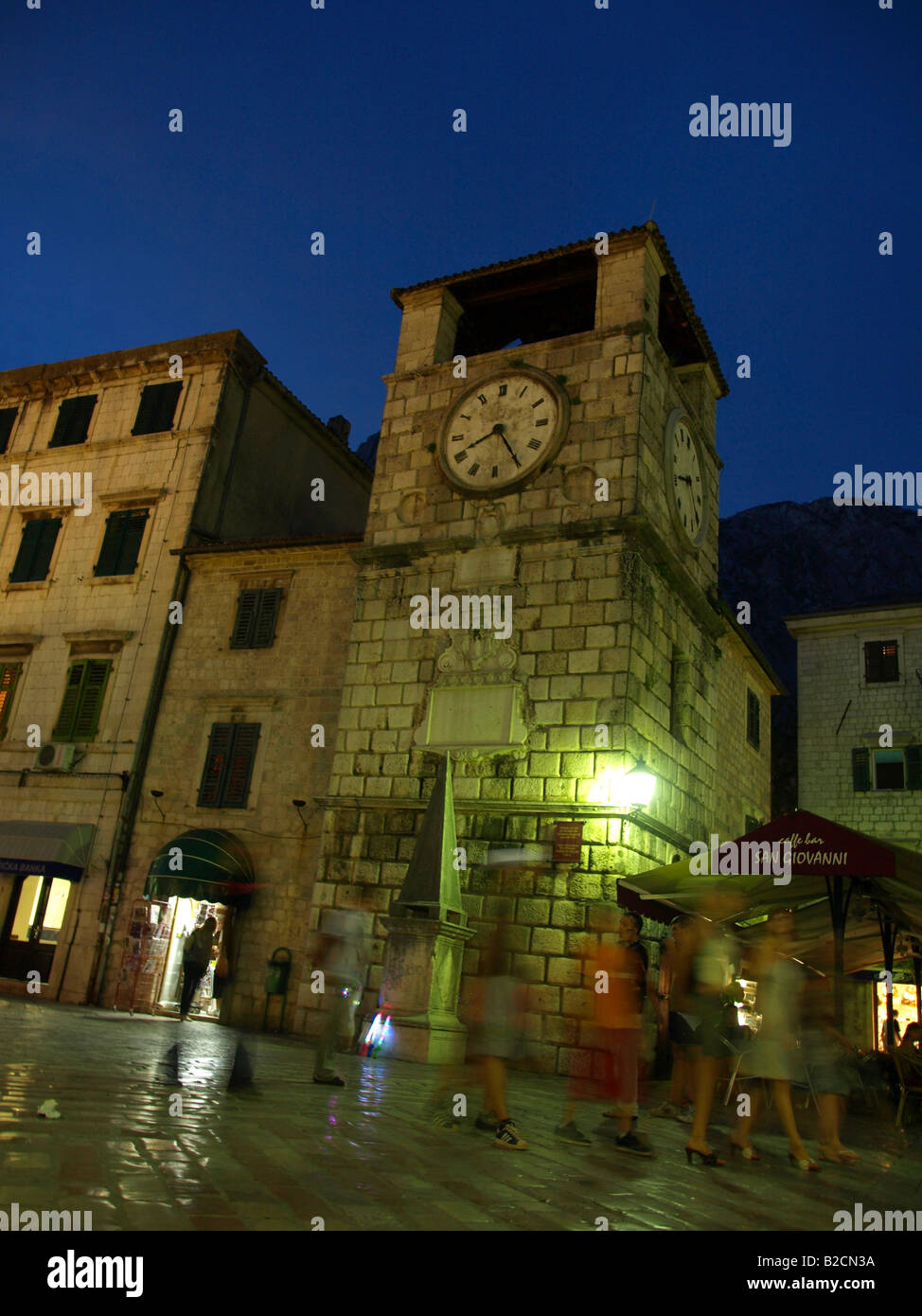Kotor, main square at night Stock Photo - Alamy