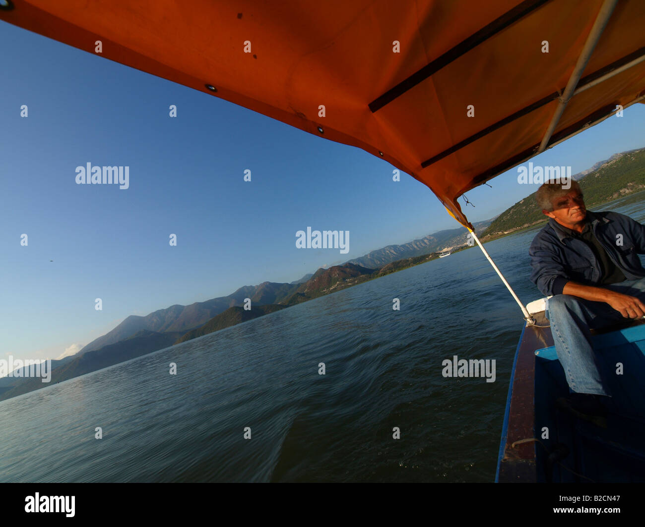 boat on lake Skutari Stock Photo - Alamy